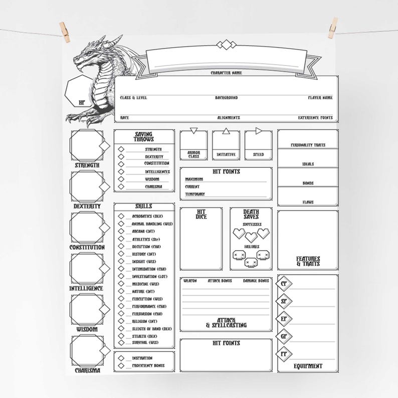 Dnd Character Sheet: Stylish and Functional 5e Character Sheet - Etsy