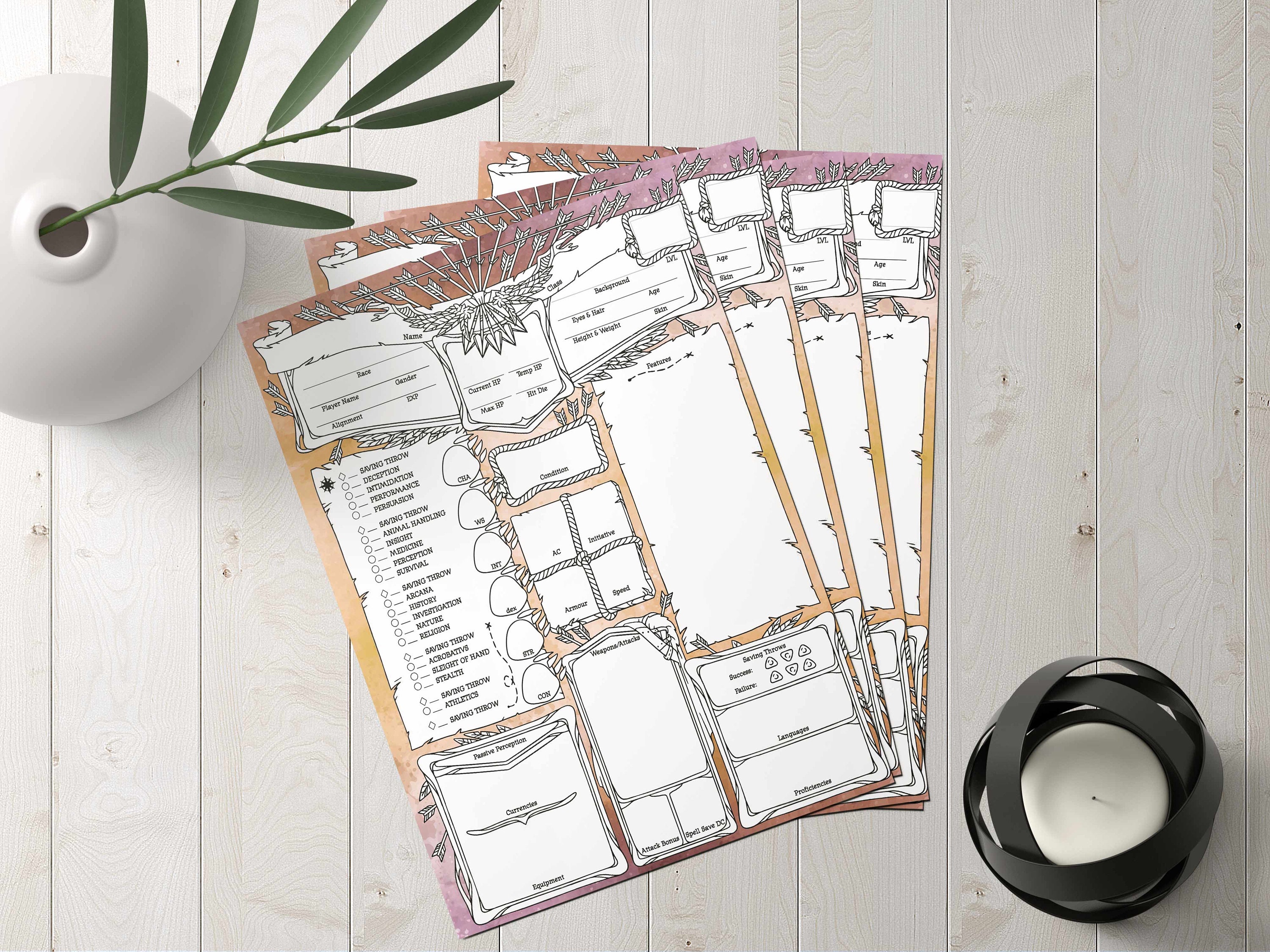 Edited Ranger Character Sheets for D&D 5e Wilderness Wonders - Etsy Canada