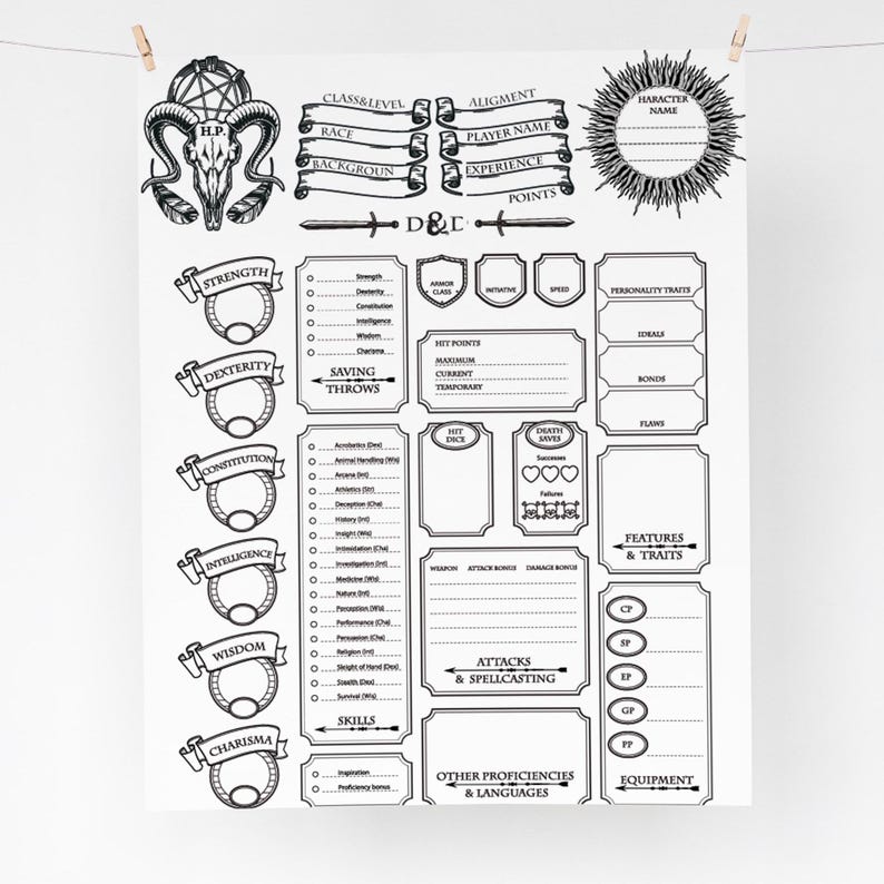 Dnd Character Sheet, Printable 5e RPG Sheets, Instant Download - Etsy