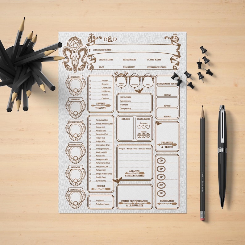 Printable Dnd 5e Character Sheet | Editable RPG Template (digital Download) - Etsy