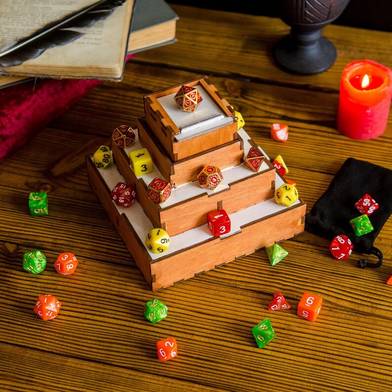 Pyramid Dice Box, Hidden Compartments, Perfect Dice Organizer. - Etsy