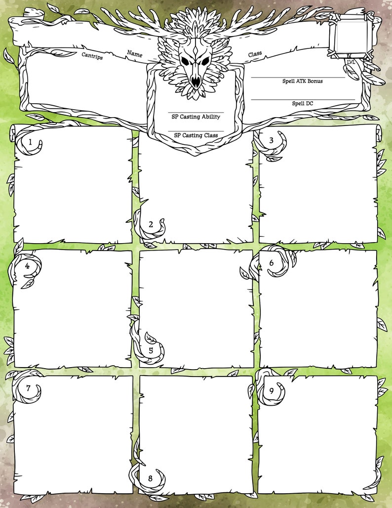 Editable Druid Character Sheet for Dnd 5e Forest Design - Etsy Canada