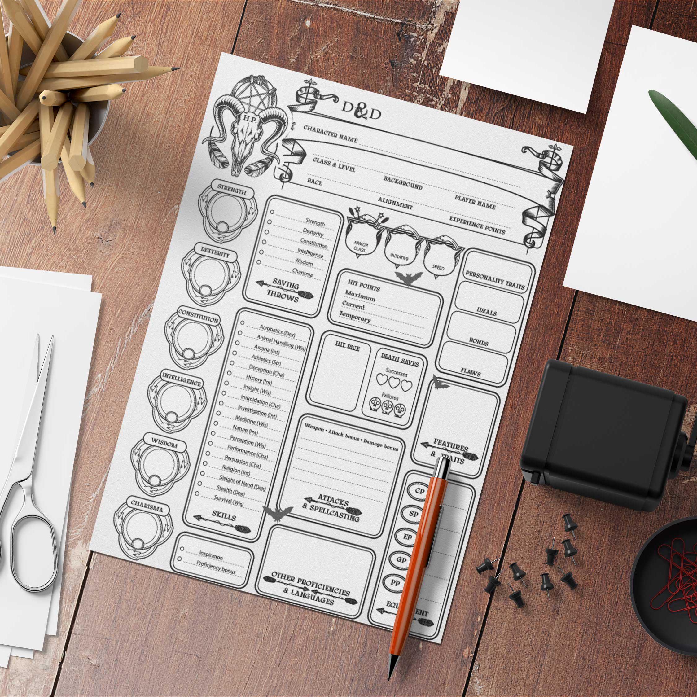 Dnd Character Sheet for 5e Symbol Edition Printable PDF Download - Etsy