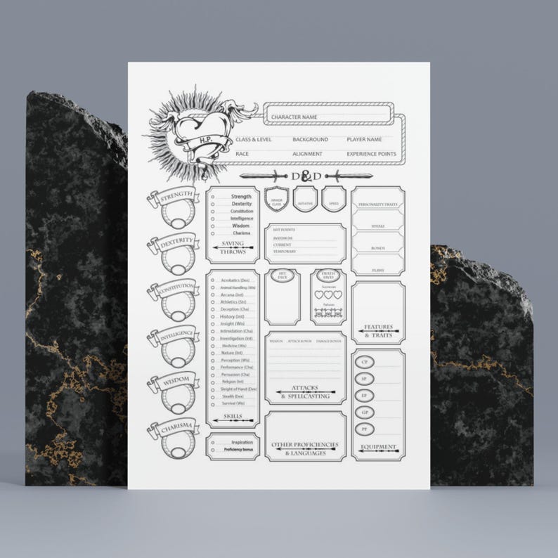 Dnd 5e Character Sheet PDF Printable | Clean RPG Player Sheet | Digital ...