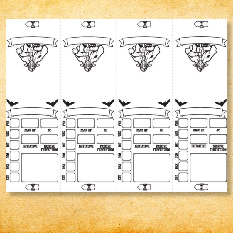 Dnd Initiative Tracker, DM Tool, Printable PDF, Fits US Letter (8.5 X 11 In), 4 Trackers/sheet ...