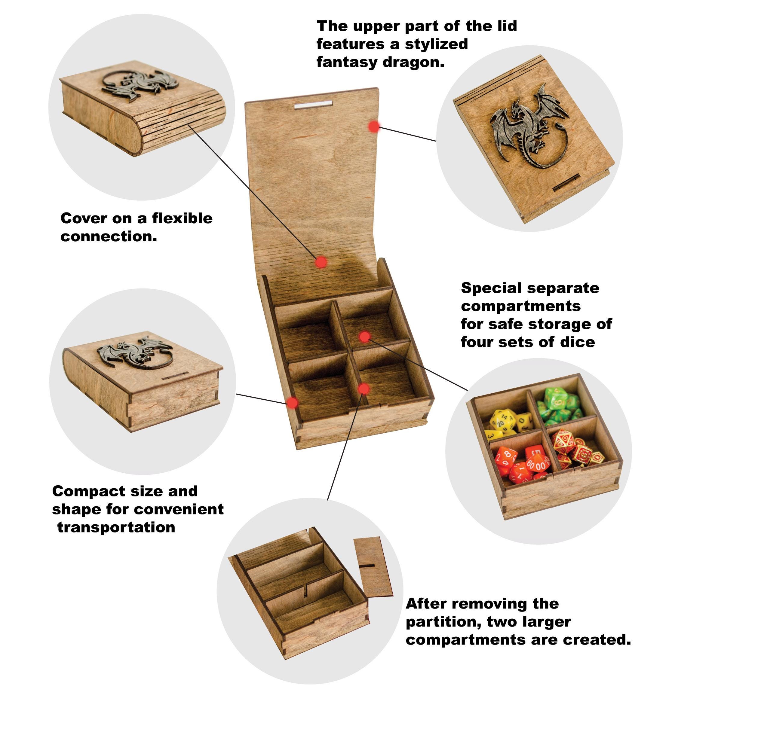 Dragon Dice Box for Dnd Wooden Dice Storage, Gift for Dnd Lover, RPG ...