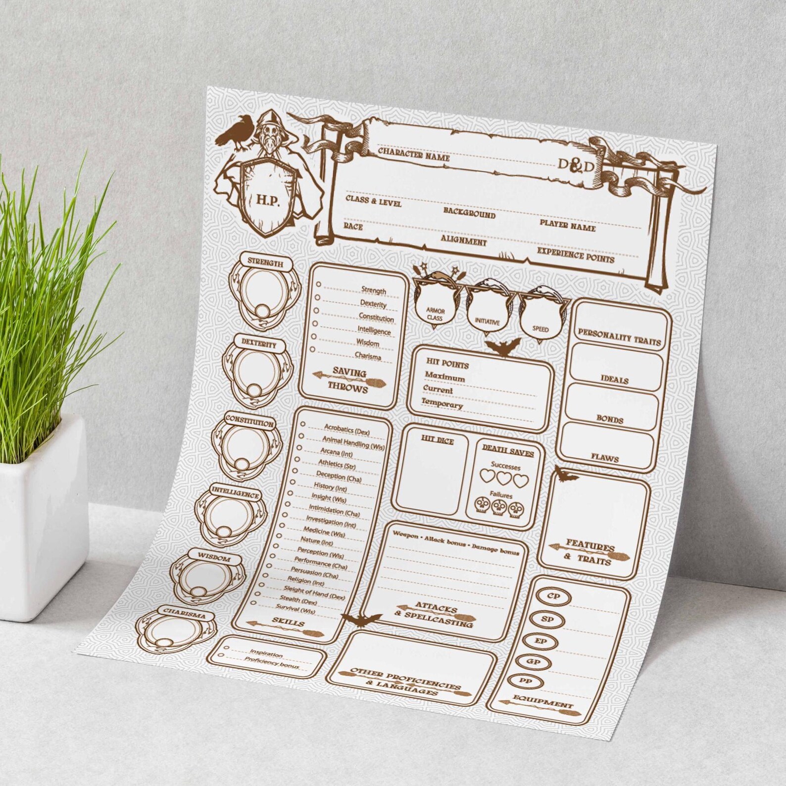 Dnd 5e Character Sheet PDF Printable Letter Size Dungeons and Dragons ...