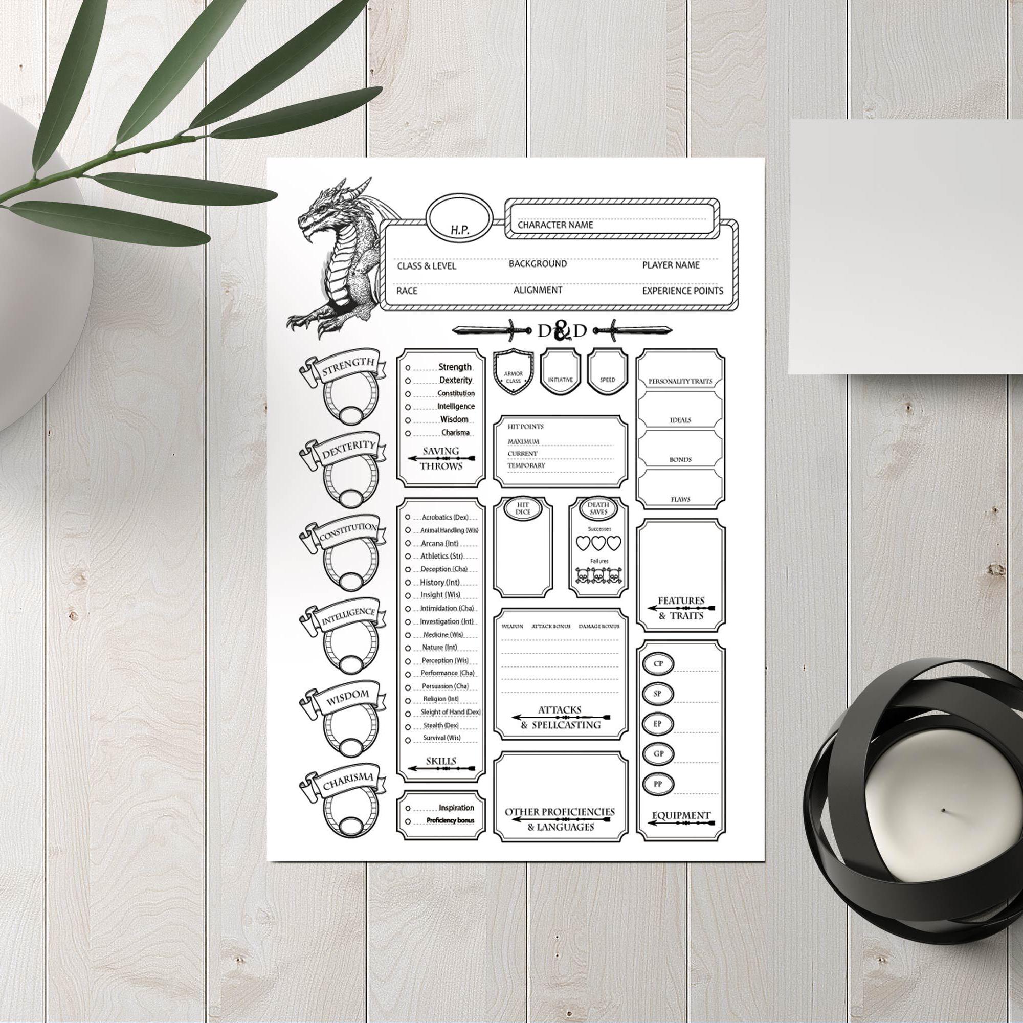 Create Your Hero: Detailed 5e Character Design Sheet, Digital Download ...