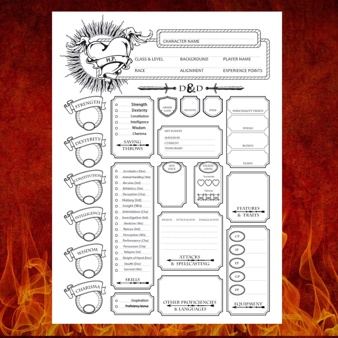 Dnd Character Sheet Printable Pdf for 5e, the Perfect Digital Rpg Sheet ...