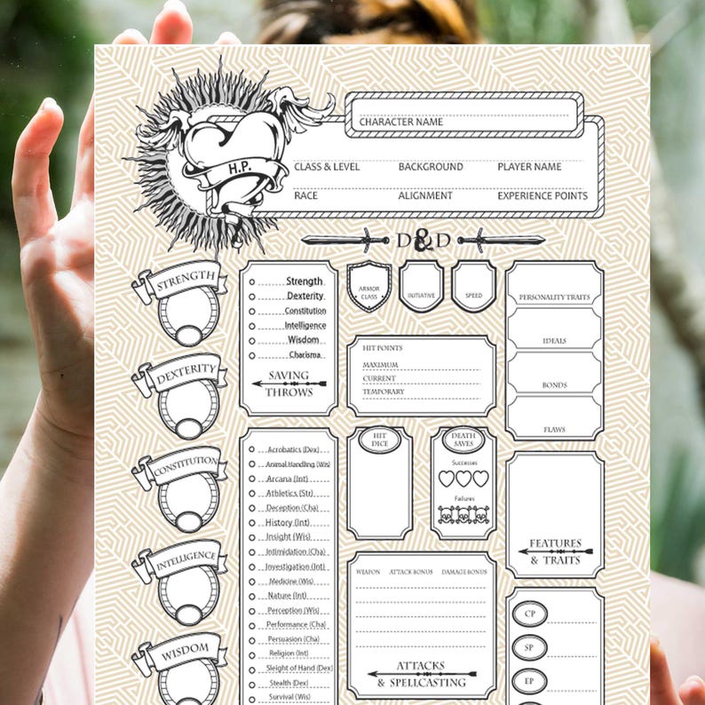 Printable Dnd Character Sheet PDF Ready to Use 5e Character Sheet ...