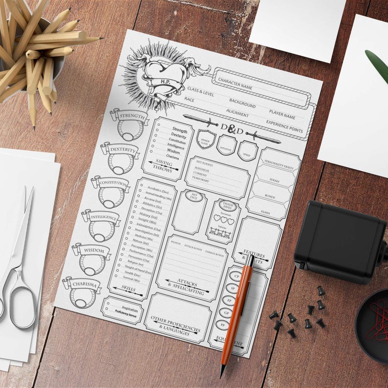 Dnd 5e Character Sheet: Printable PDF for Immersive Gameplay - Etsy
