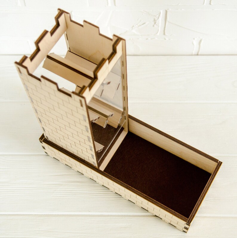 Foldable Wooden RPG Dice Tower With Tray, Collapsible Dice Rolling ...