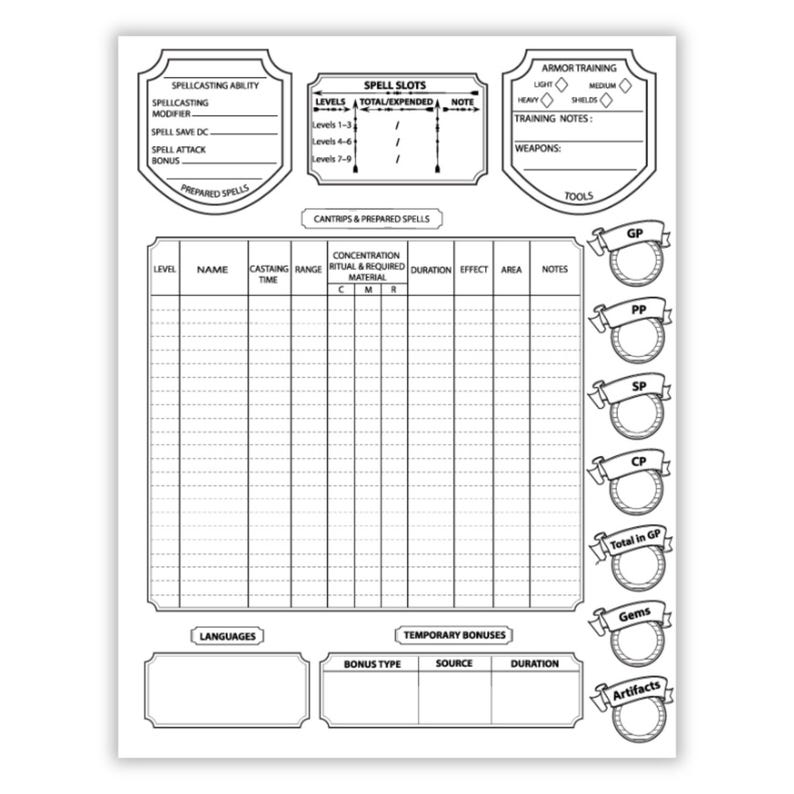 Dnd 5e Character Sheet: Expanded Stats & Background Bonuses (printable ...