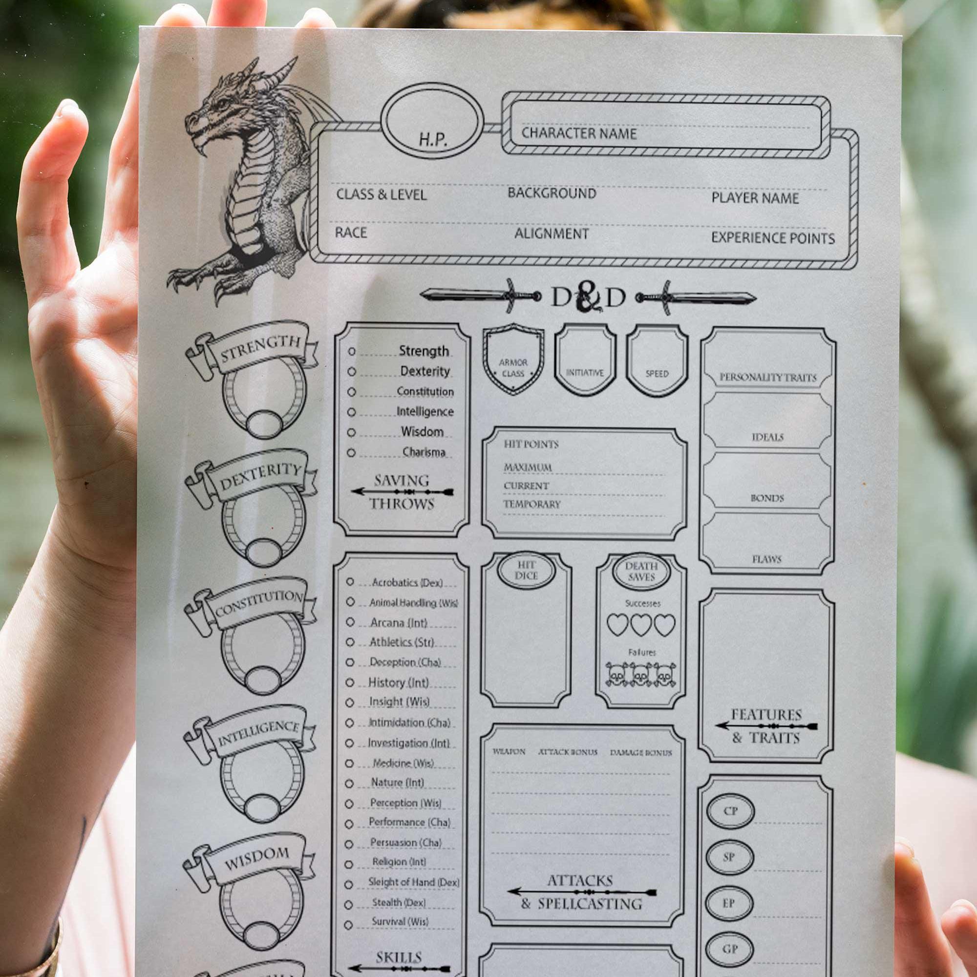 5e Character Sheet DIGITAL DOWNLOAD: Unleash Your Dnd Hero - Etsy
