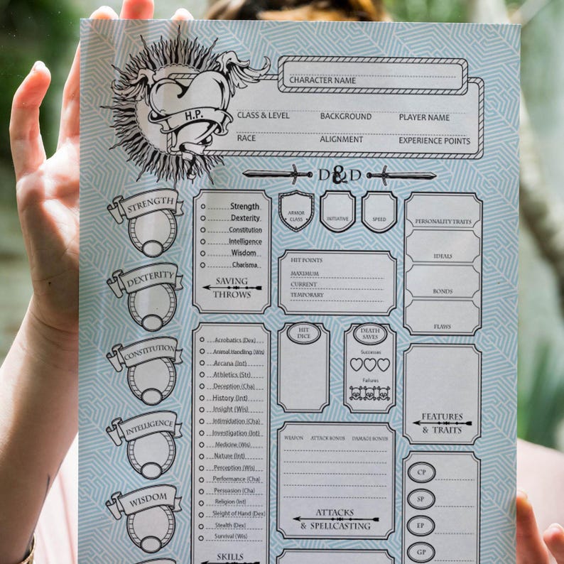 Printable 5e Character Sheet | Customizable Dnd Character Sheet PDF - Etsy