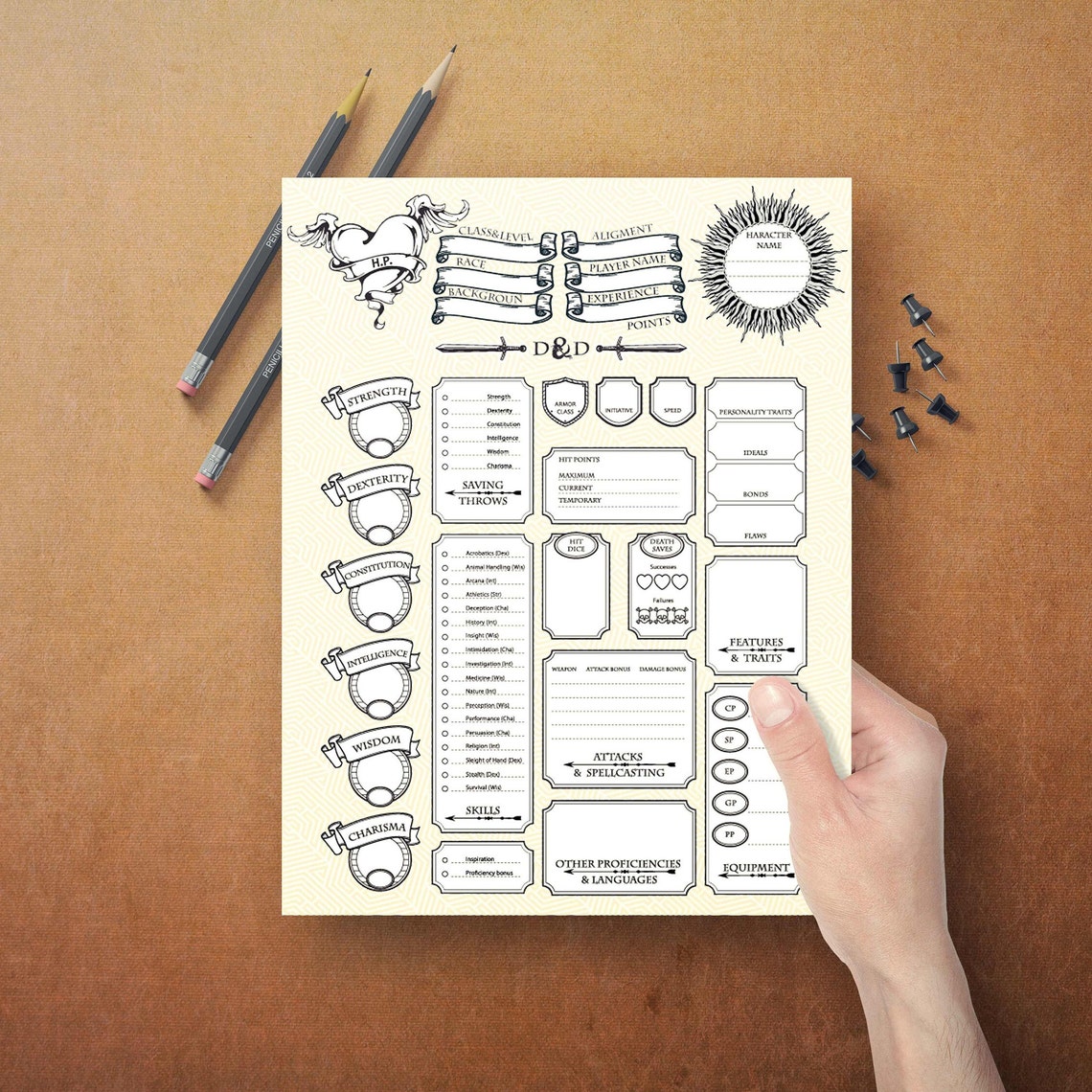 New Simple and Convenient Dnd Character Sheet. PDF Character Sheet for ...