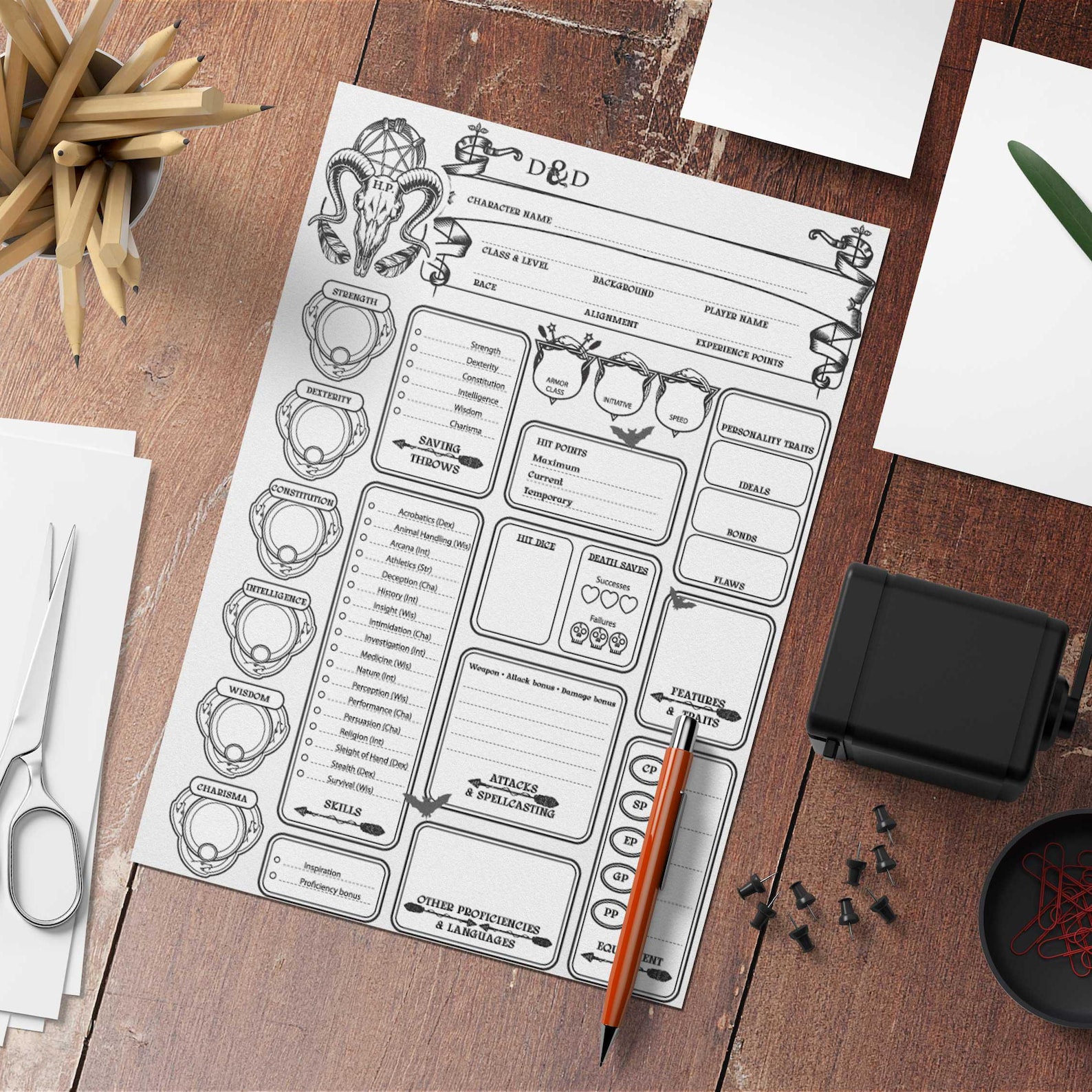 Dnd 5e Character Sheet PDF | Blank Character-based Dnd Character Sheet ...