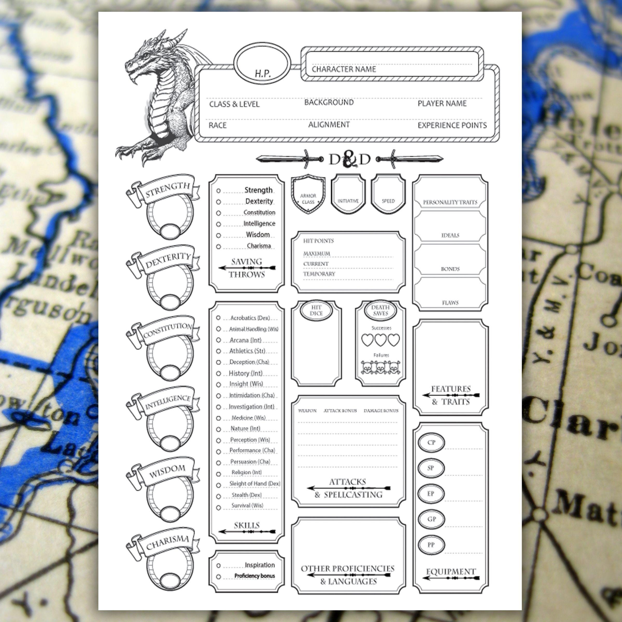 Create Your Hero: Detailed 5e Character Design Sheet, Digital Download ...