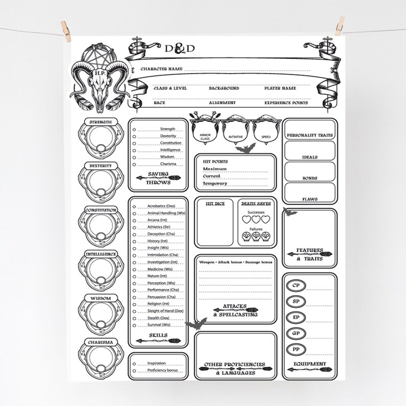 Dnd Character Sheet for 5e Symbol Edition Printable PDF Download - Etsy