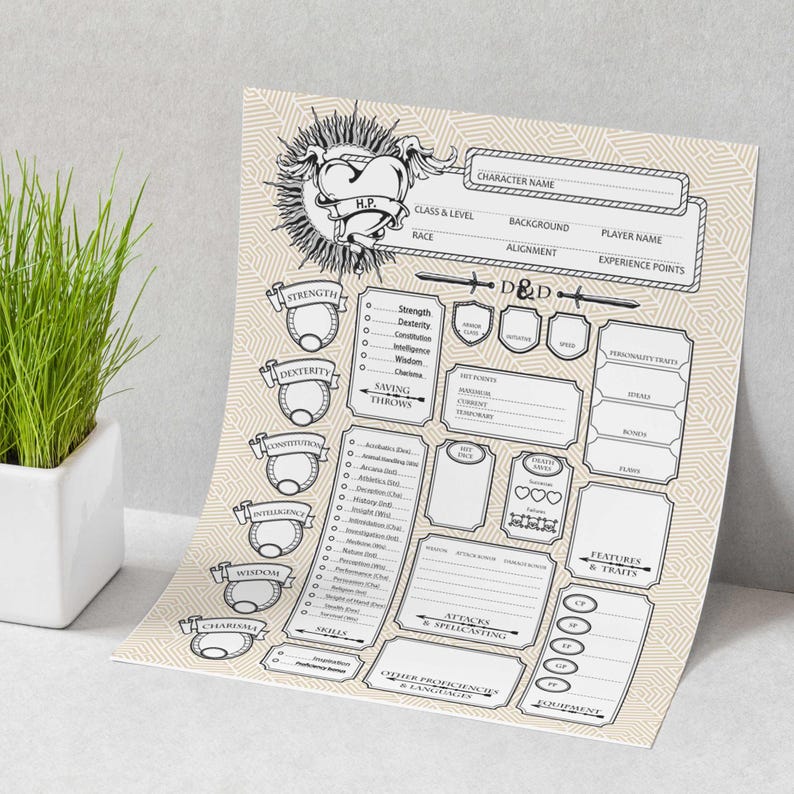 Ready-to-use Dnd 5e Character Sheet PDF Simple and Printable - Etsy