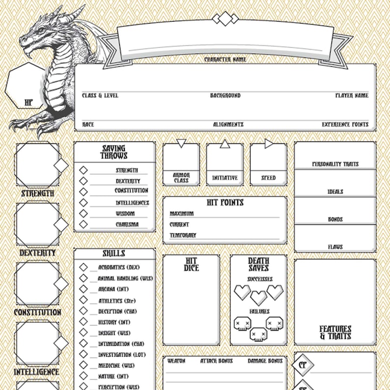 Dnd 5e Character Sheet – Printable RPG PDF - Etsy