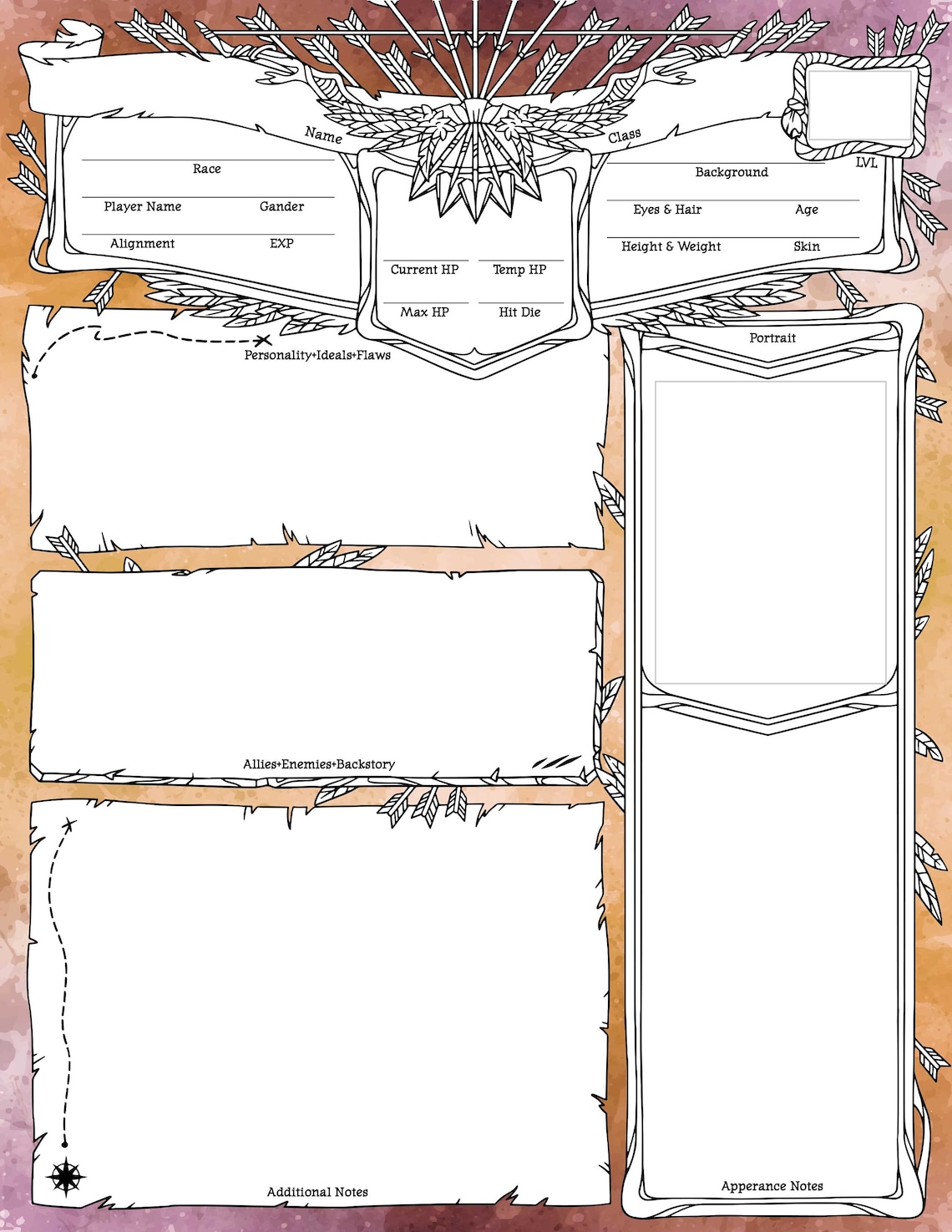 Edited Ranger Character Sheets for D&D 5e - Wilderness Wonders - Etsy
