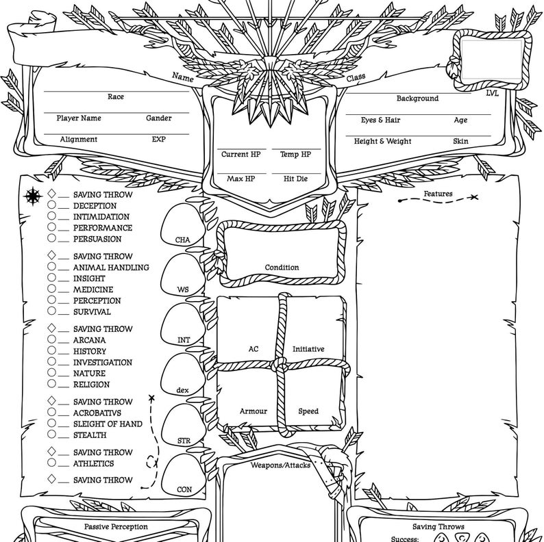 Editable Dnd Ranger Character Sheet PDF – Customizable & Printable ...