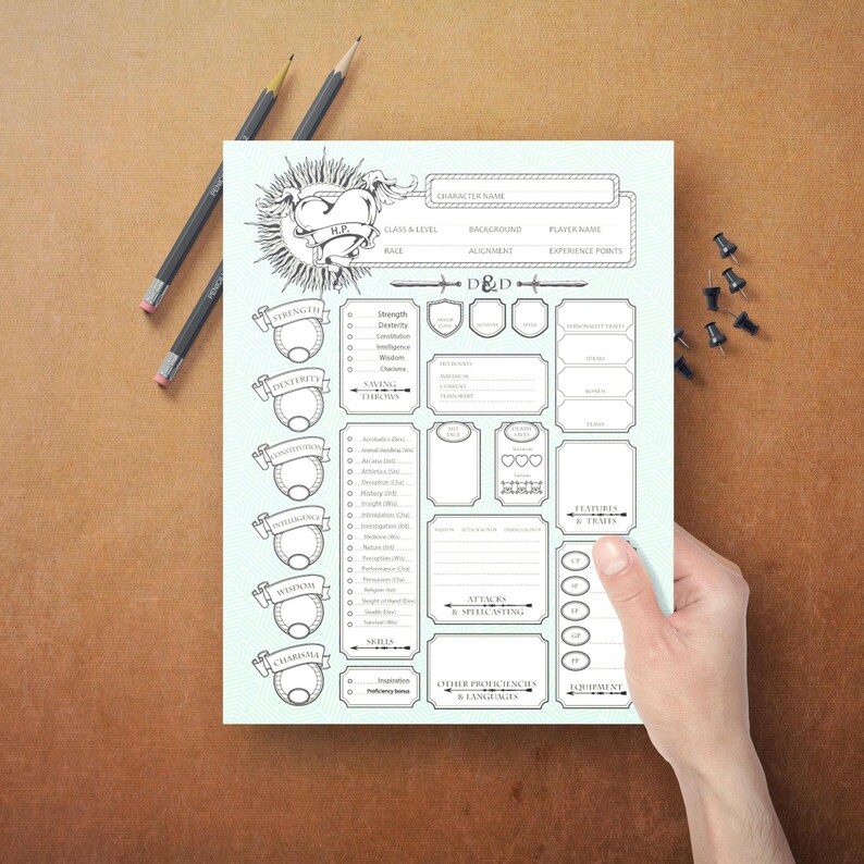 Printable 5e Character Sheet | Customizable Dnd Character Sheet PDF - Etsy