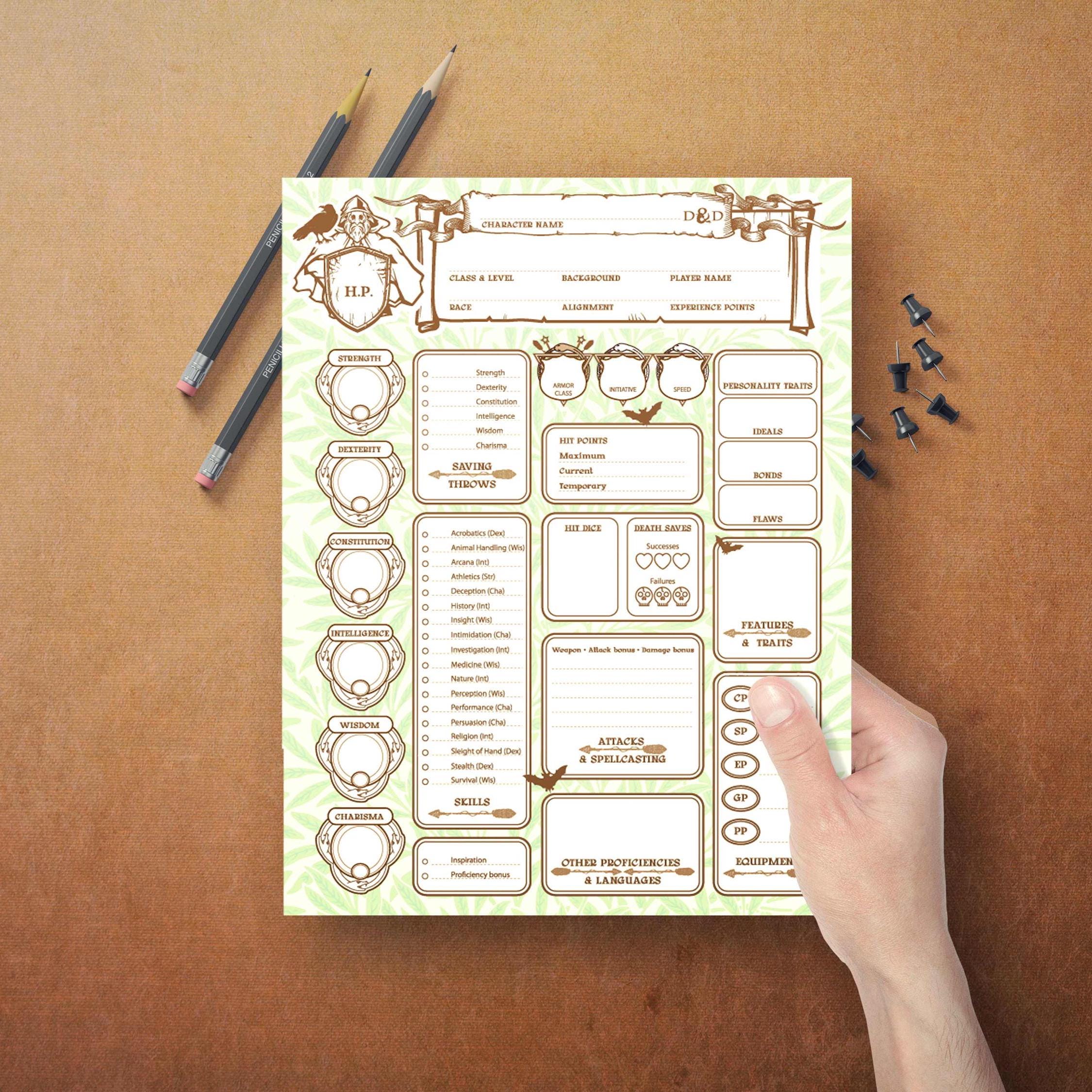 Minimalist Dnd 5e Character Sheet | Digital PDF | Perfect for Dms - Etsy