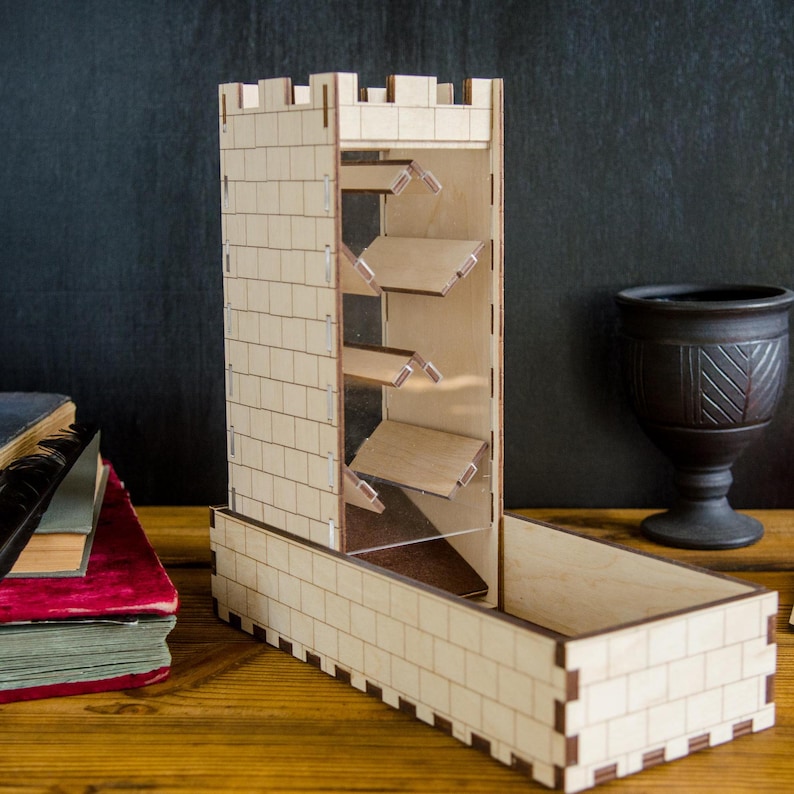 Wooden Dice Tower and Tray Set, Collapsible Dice Tower, Geek Gift , Dnd ...