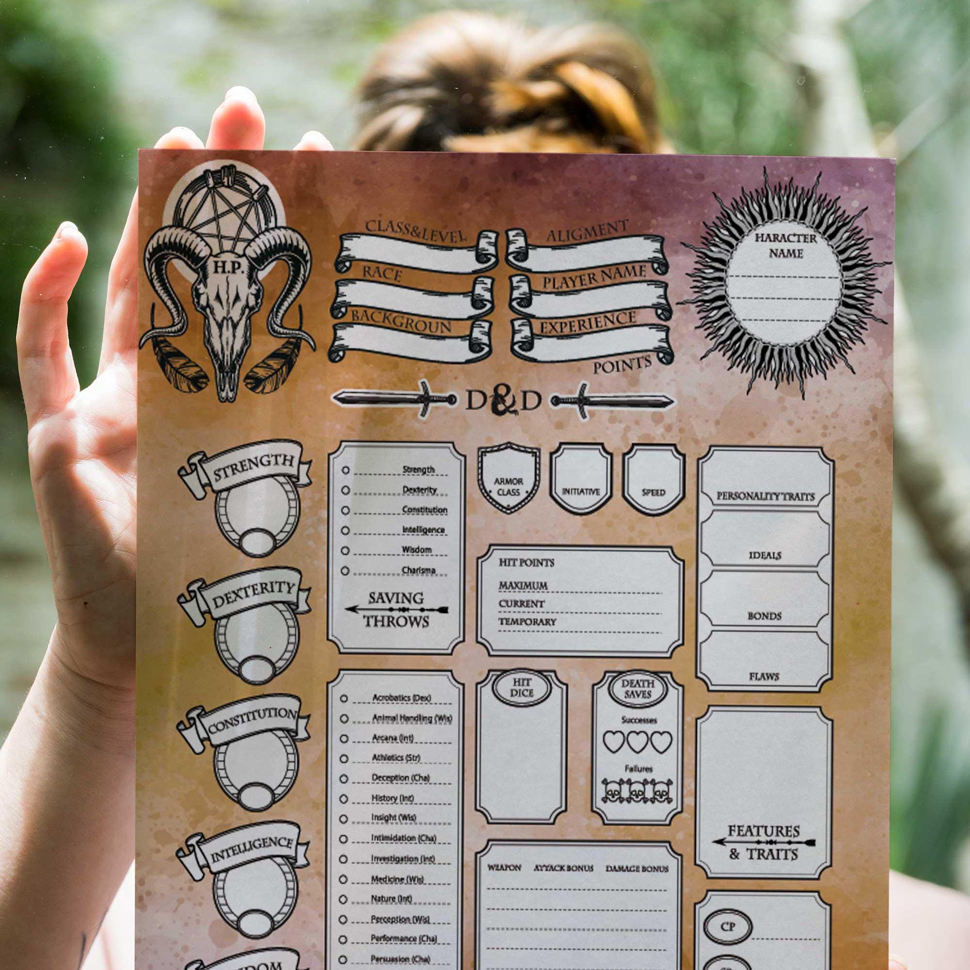 Dnd 5e Character Sheet: Printable RPG Stats Tracker (PDF) - Etsy