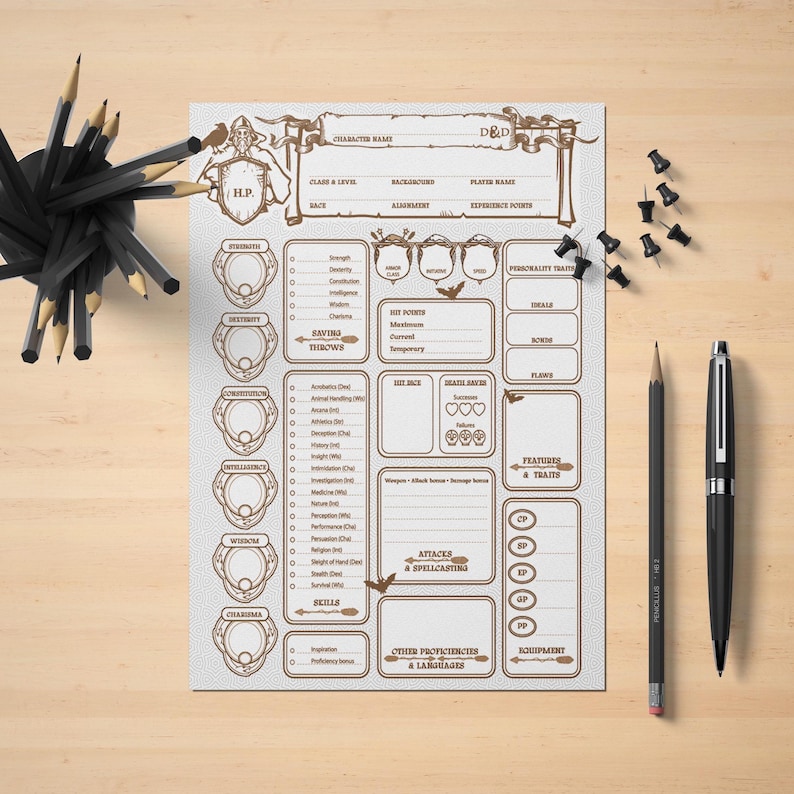 Dnd Character Sheet PDF Printable 5e for Players and Dms – Non-editable ...