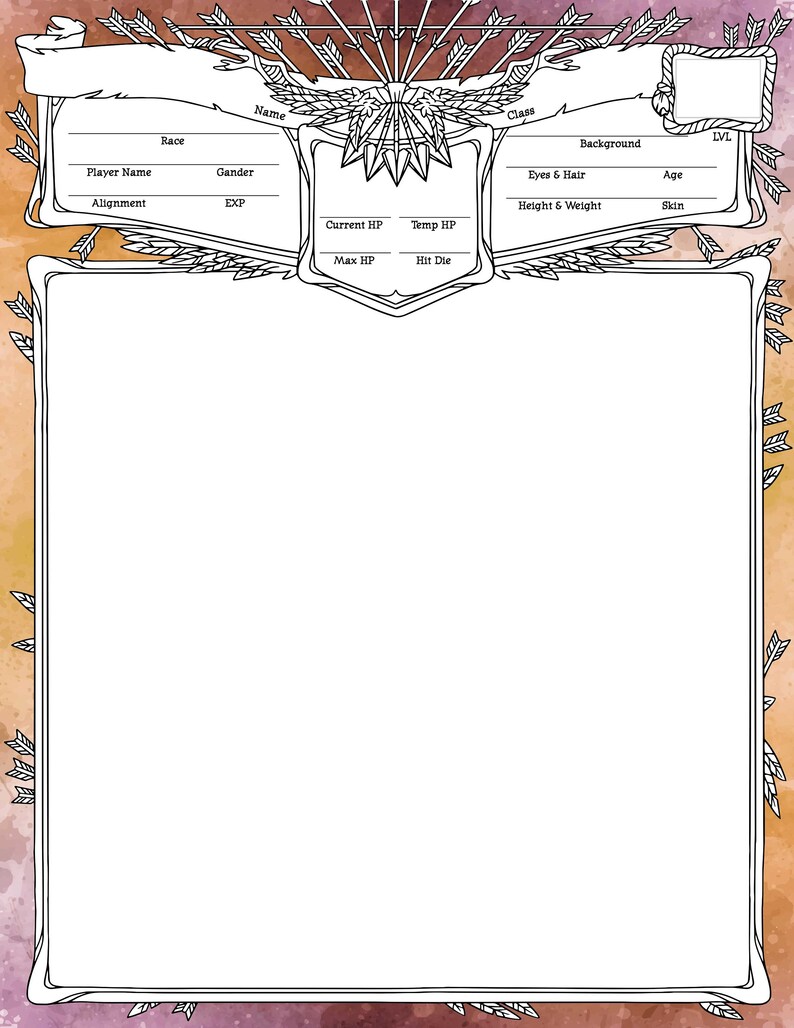 Edited Ranger Character Sheets for D&D 5e - Wilderness Wonders - Etsy