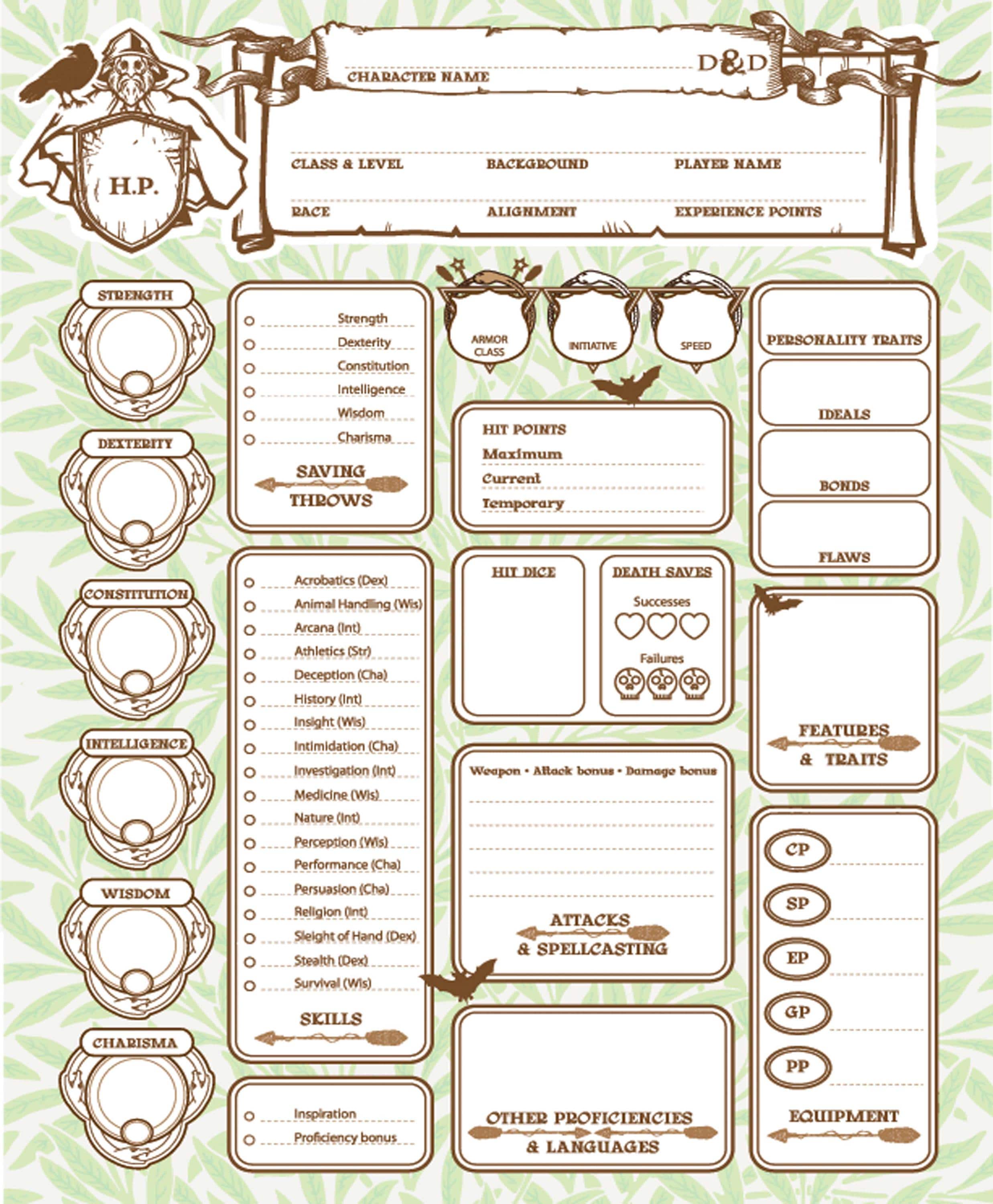 Minimalist Dnd 5e Character Sheet | Digital PDF | Perfect for Dms - Etsy
