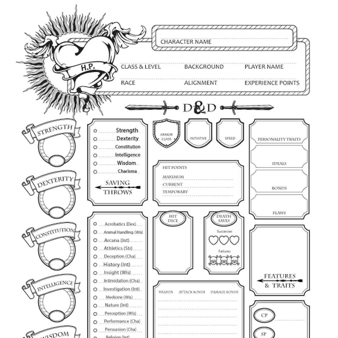 Dnd Character Sheet Printable Pdf for 5e, the Perfect Digital Rpg Sheet ...