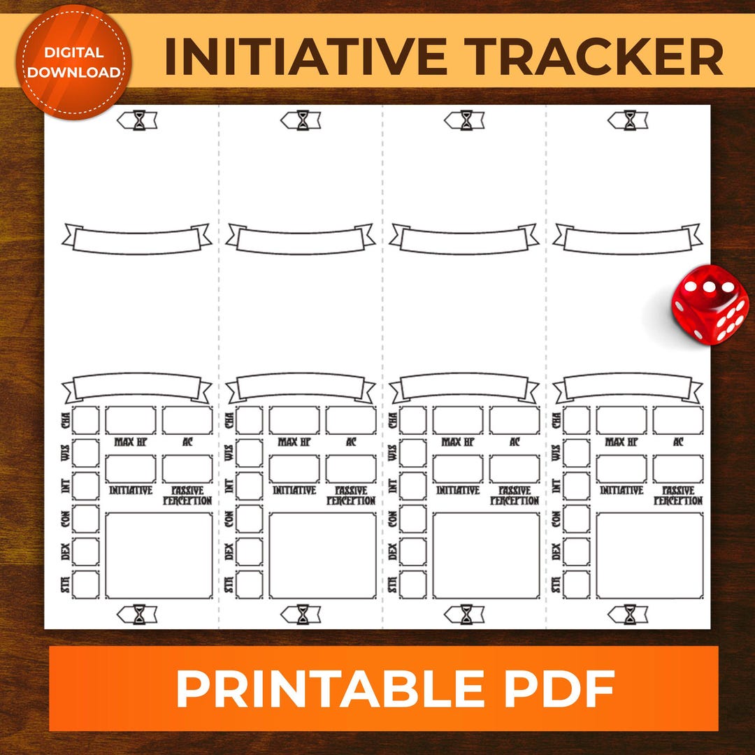 Dnd Initiative Tracker PDF | Printable Combat Order Sheet | Digital ...