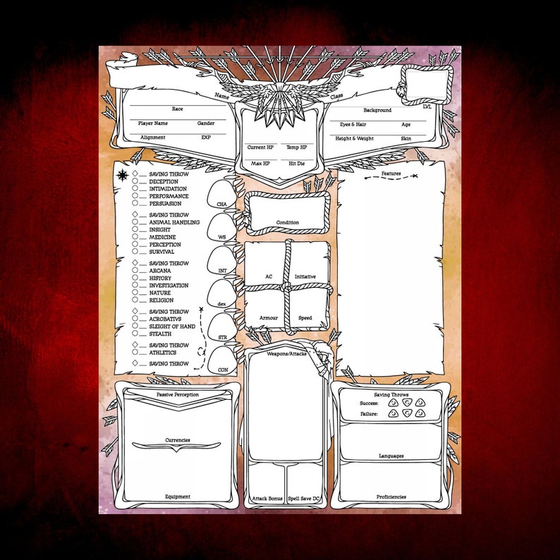 Dnd Character Sheet: Editable PDF for Dungeons and Dragons - Etsy
