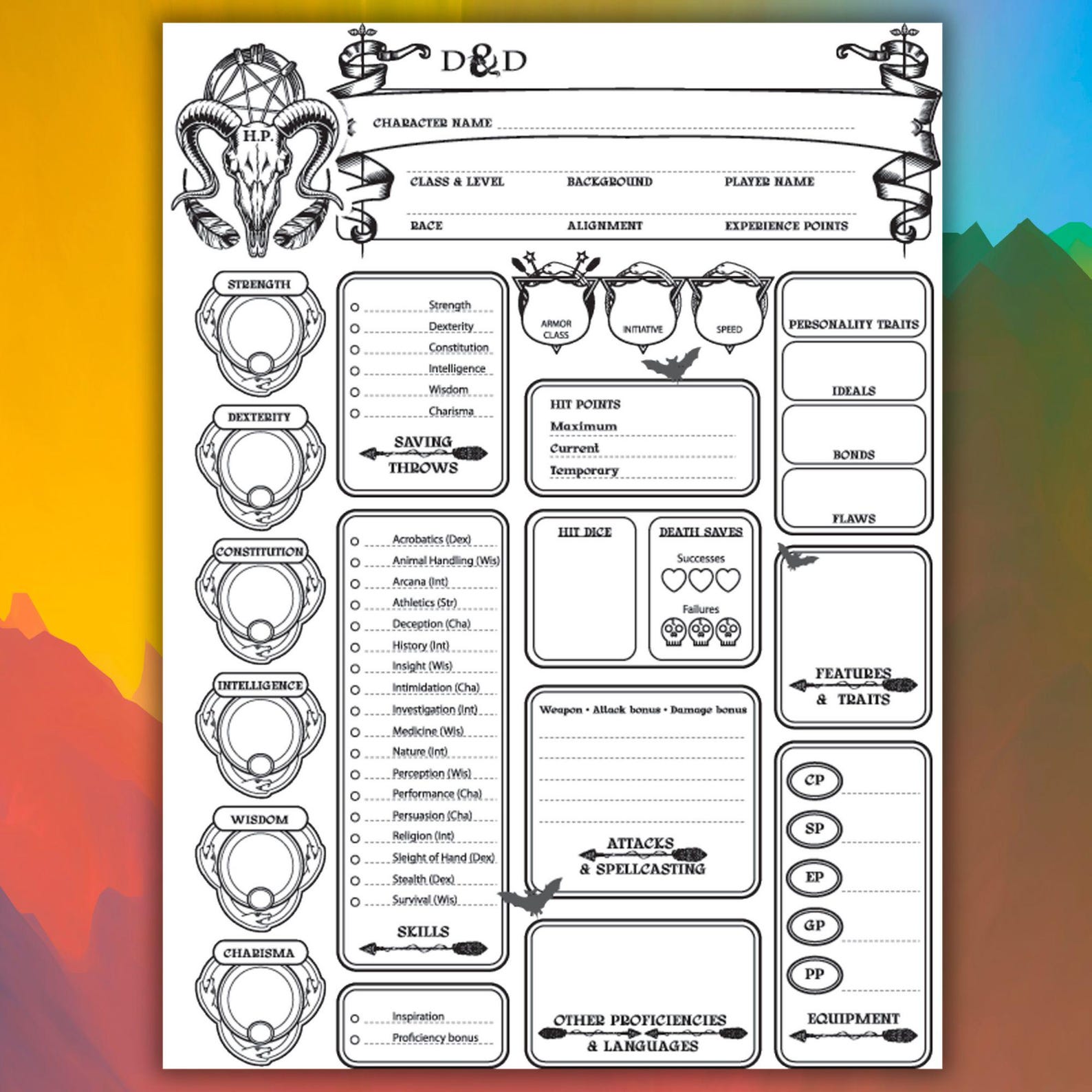 Dnd 5e Character Sheet PDF | Blank Character-based Dnd Character Sheet ...