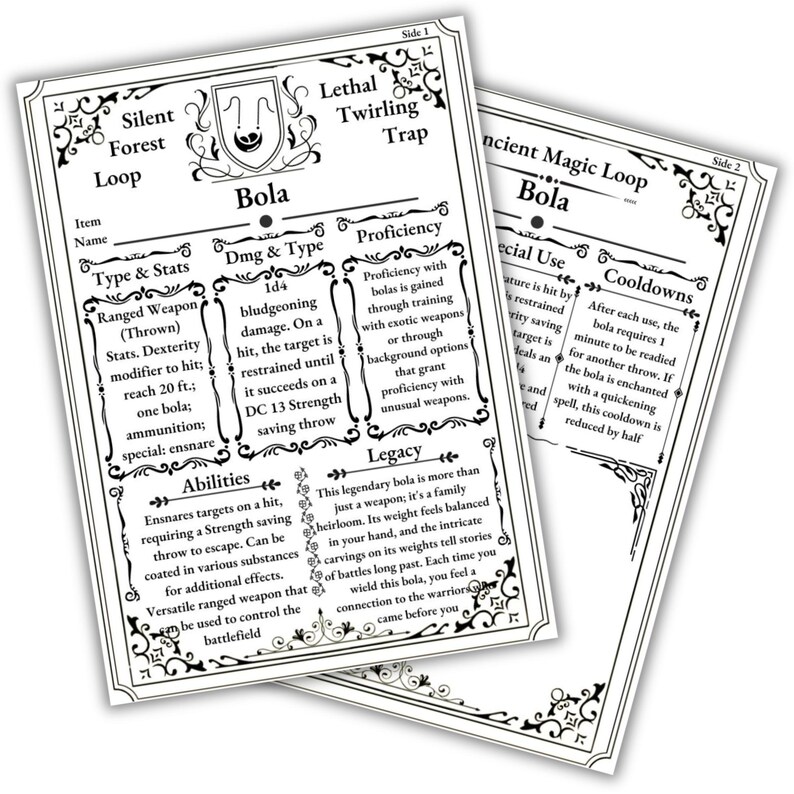 Dnd Ranged Weapon Cards PDF | Printable RPG Item Cards | 5 Fantasy ...