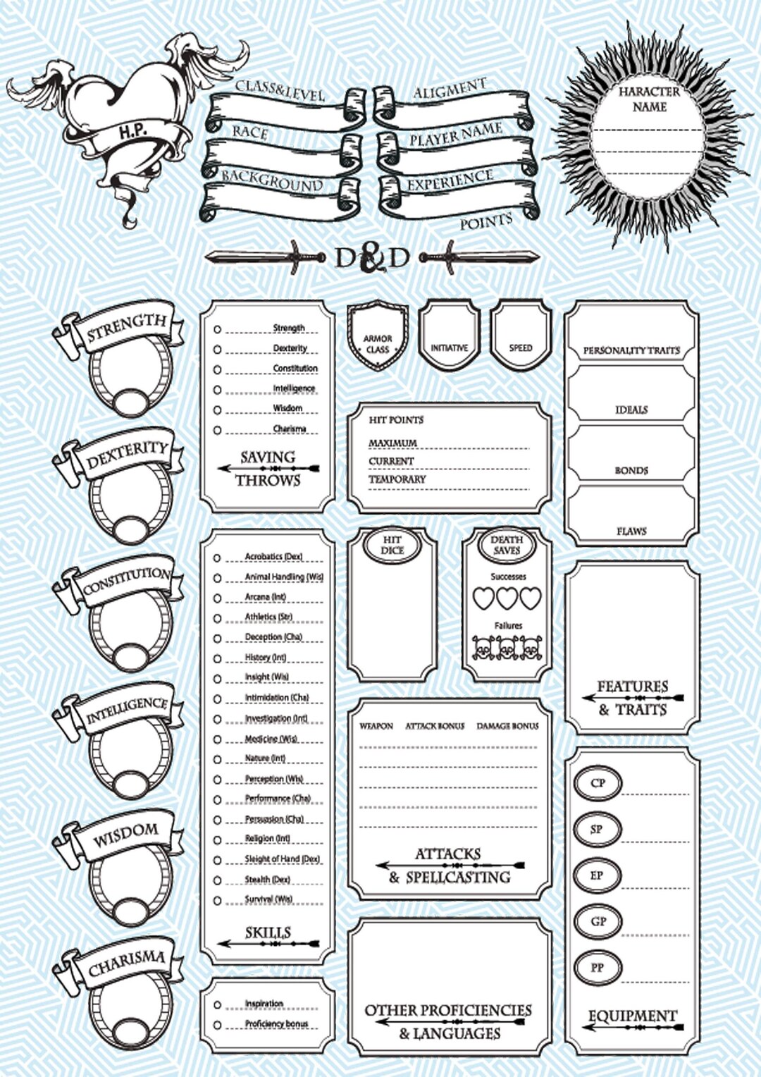 One-size-fits-all D&D Character Sheet: A Sleek and Stylish Way to Track ...