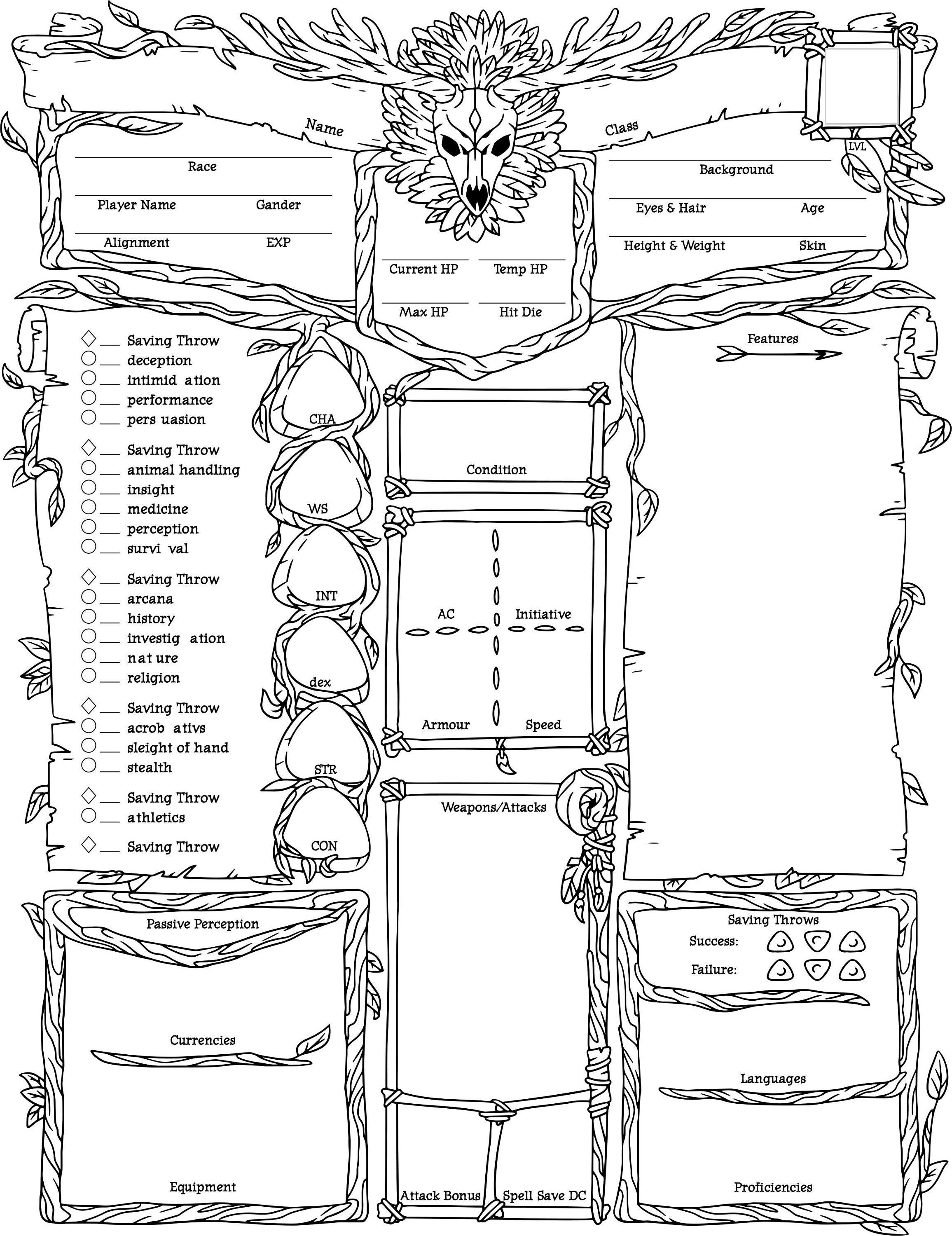 Mystical Grove: Editable Druid Character Sheet for Dnd 5e - PDF Magic! - Etsy