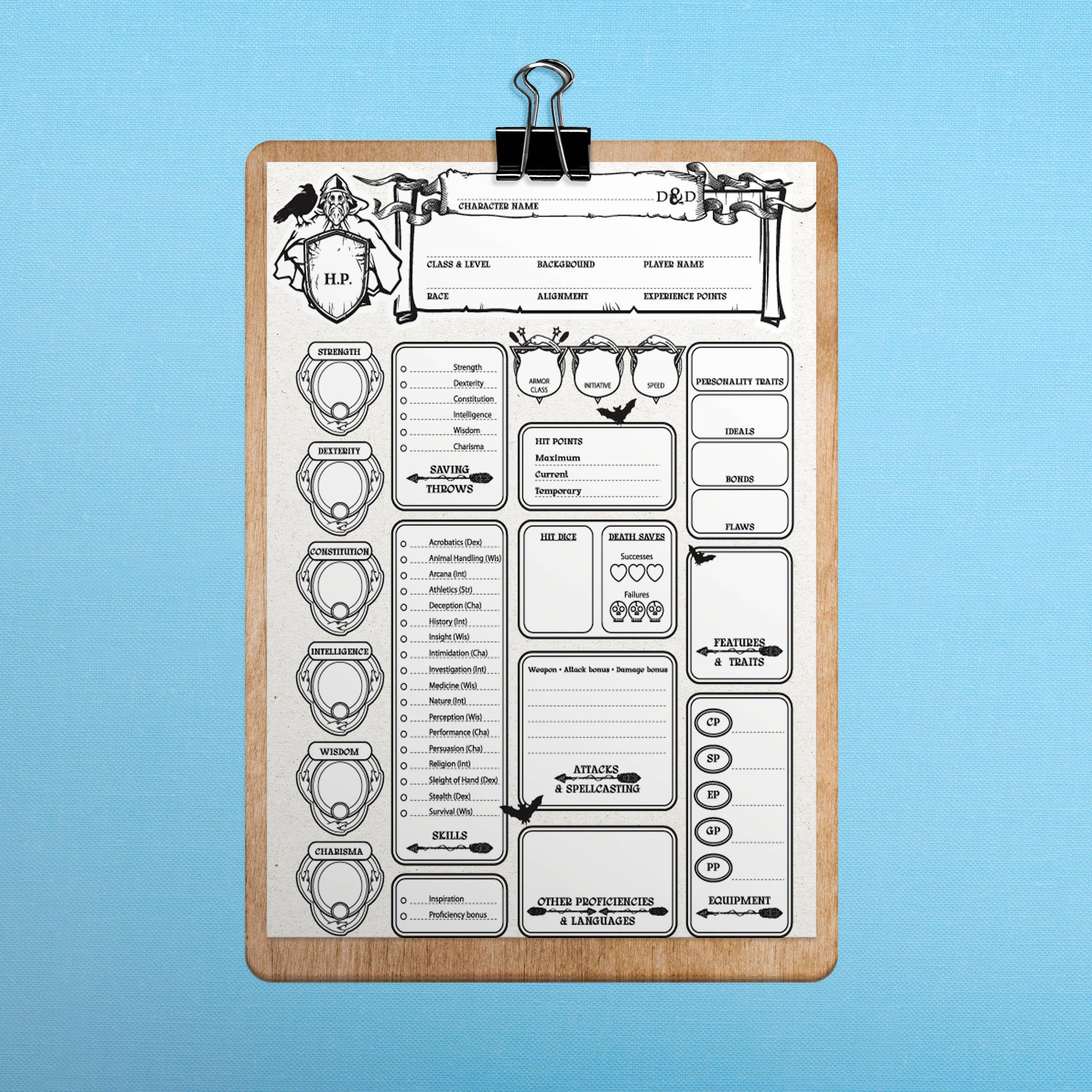 Dnd 5e Character Sheet: Universal Printable RPG Tool (PDF) - Etsy