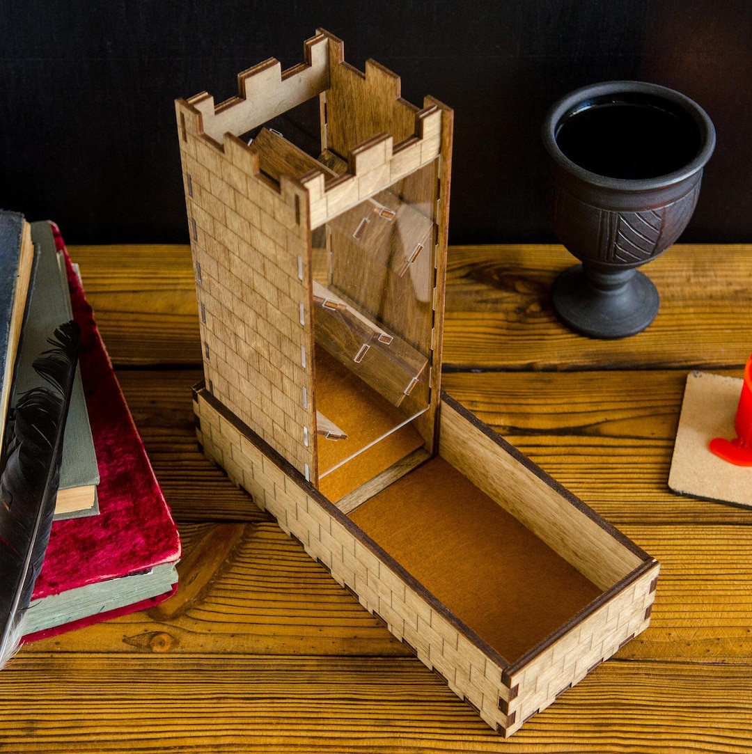 Wooden Dungeons and Dragons Dice Tower Set Elevate Your RPG Experience ...