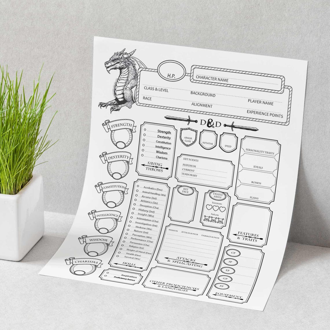 5e Character Sheet DIGITAL DOWNLOAD: Unleash Your Dnd Hero - Etsy