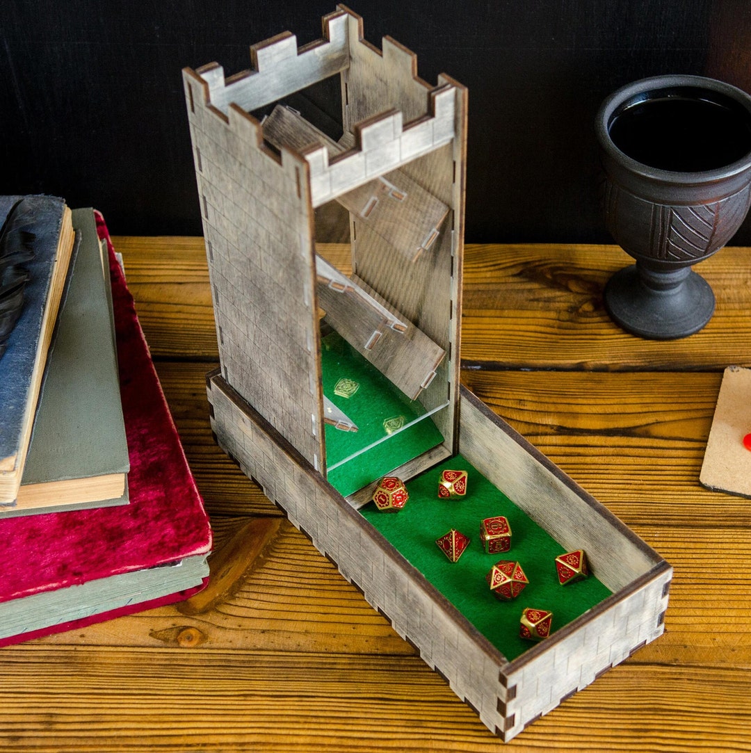Medieval Dice Tower and Tray Wooden Dnd Dice Tower for RPG Gaming - Etsy