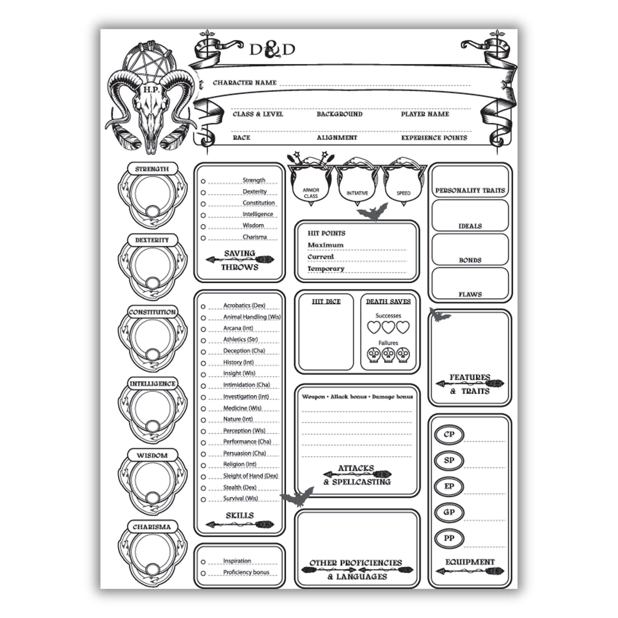 Dnd 5e Character Sheet PDF | Blank Character-based Dnd Character Sheet ...