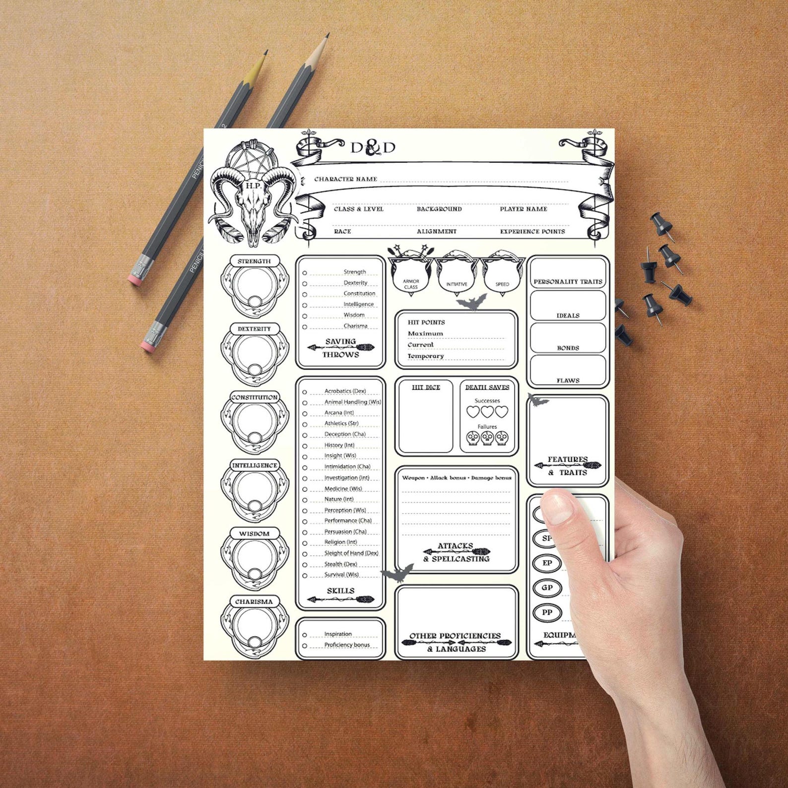 Dnd Character Sheet for 5e Symbol Edition Printable PDF Download - Etsy