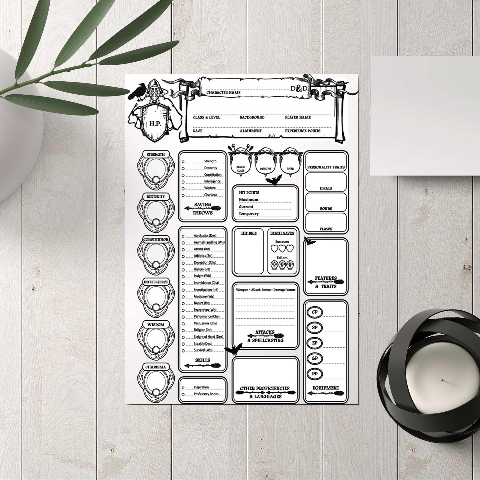 Universal Dnd 5e Character Sheet PDF Printable Tabletop RPG Tool for ...