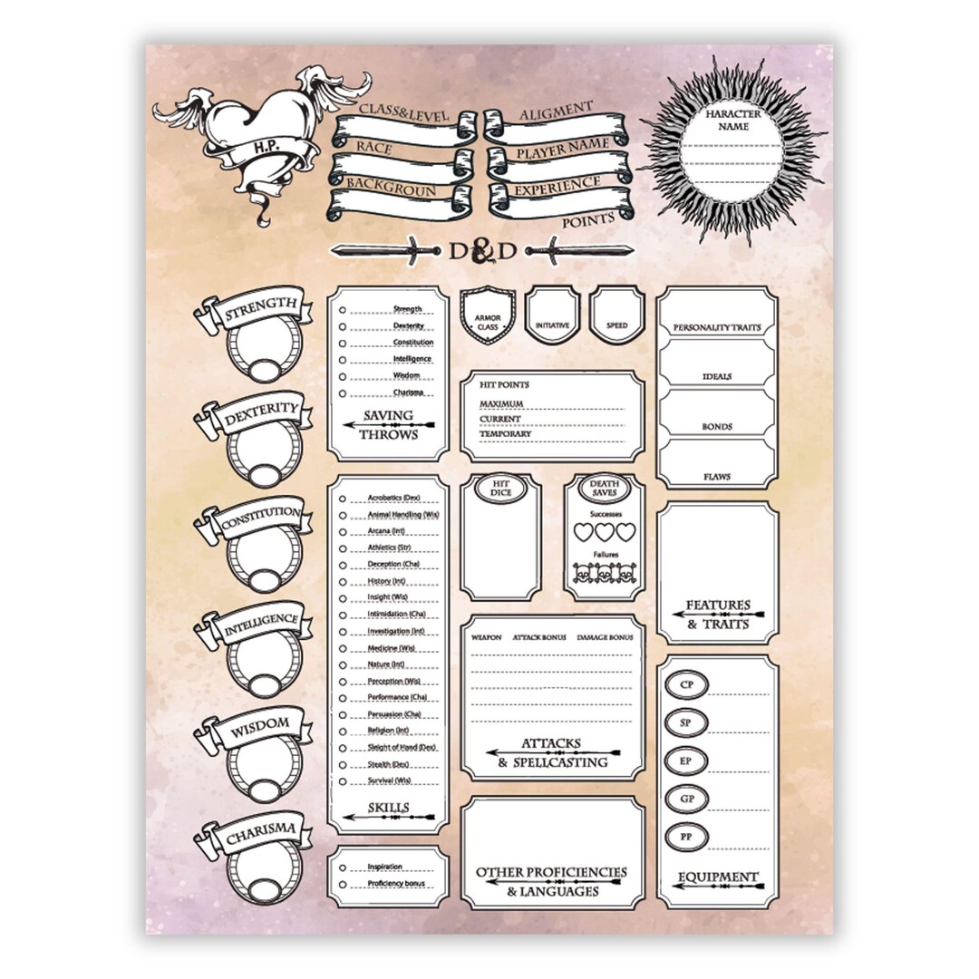 Dnd 5e Universal Character Sheet: Level up Your Adventures - Etsy Canada