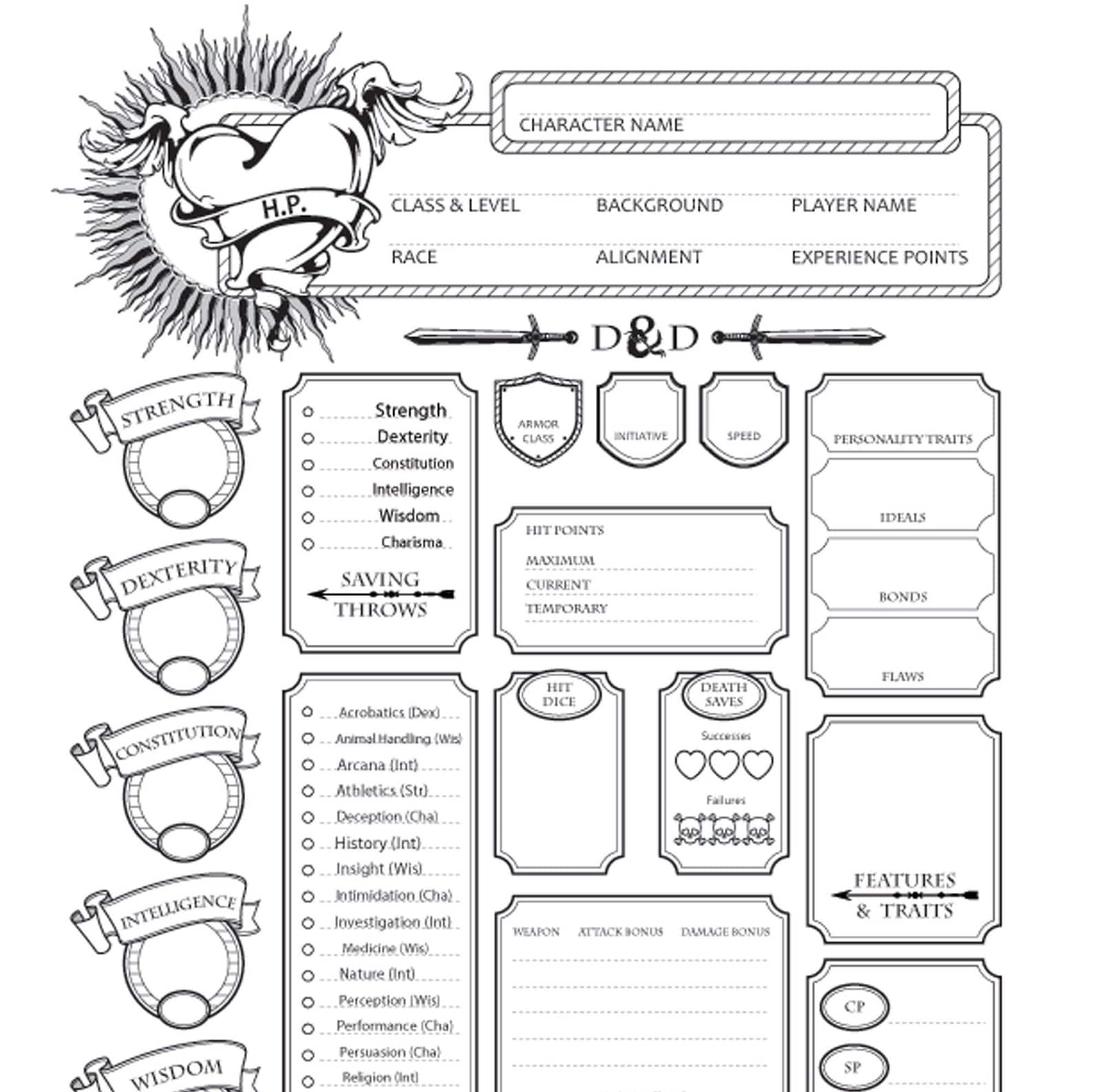 Dnd 5e Character Sheet Printable PDF – Customizable Digital Download ...